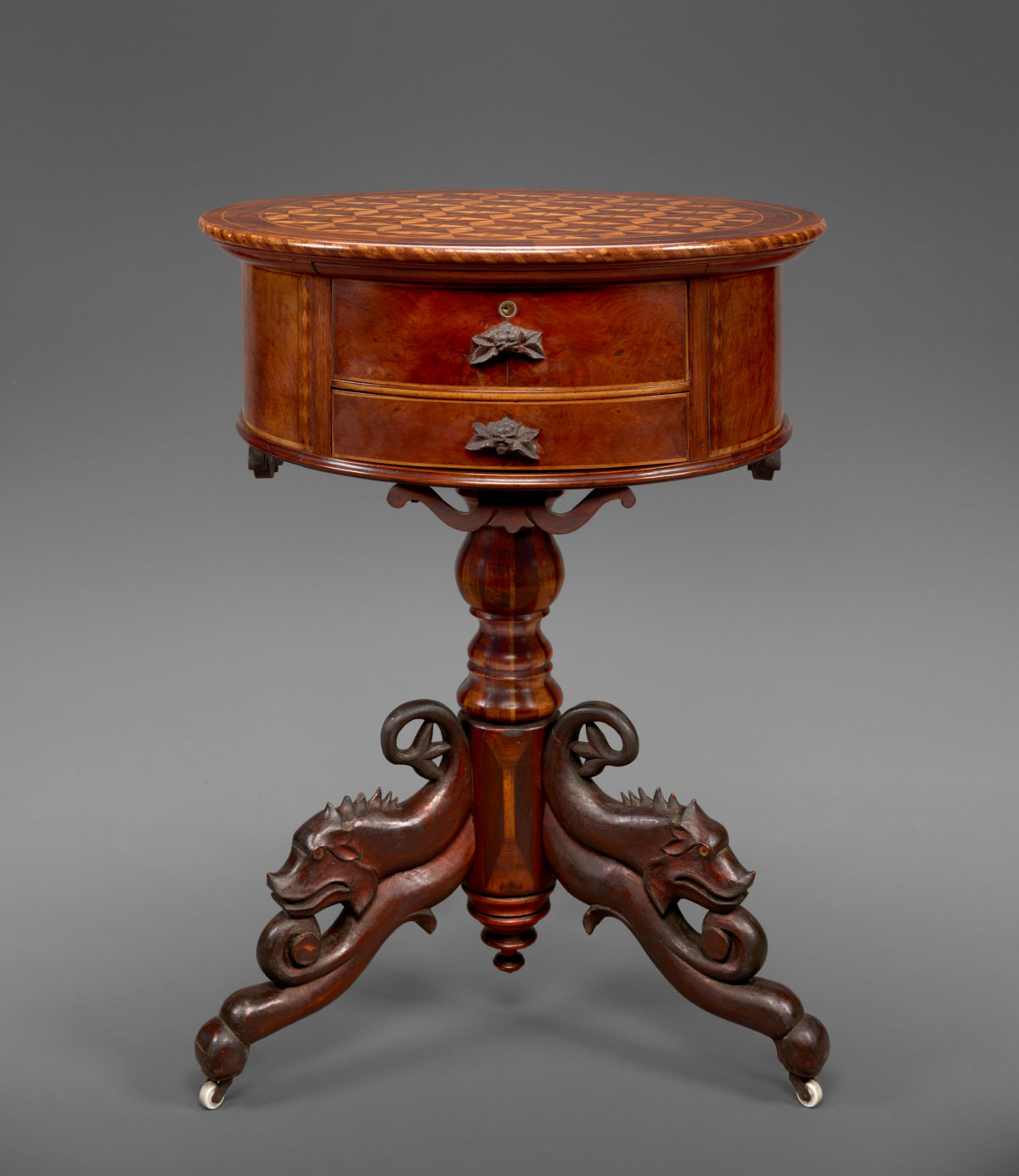Sewing Table, Made by William Otto Glosnop, 1877 - The Magazine Antiques