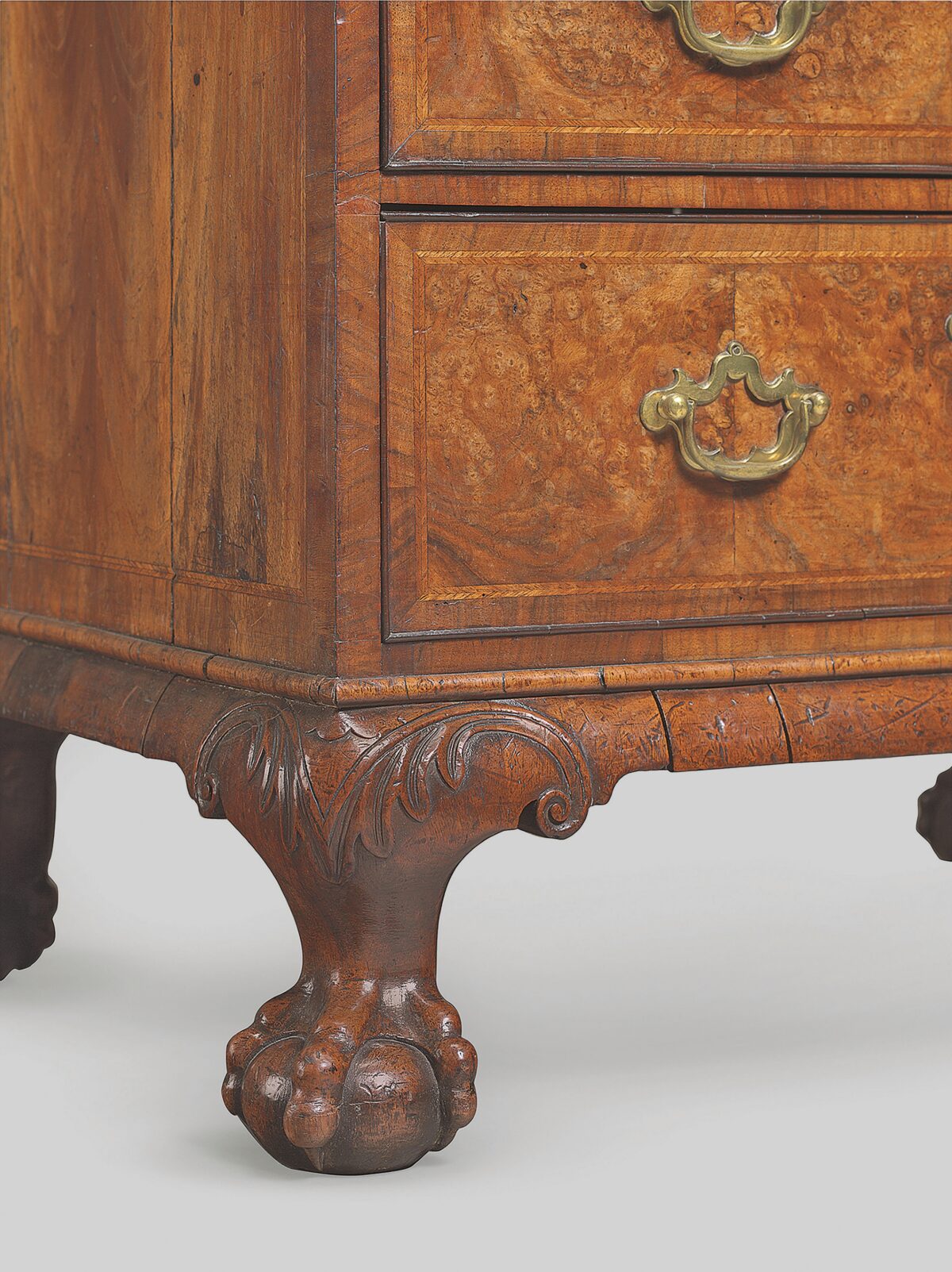 Detail of one of the claw and ball feet of the desk and bookcase - The ...